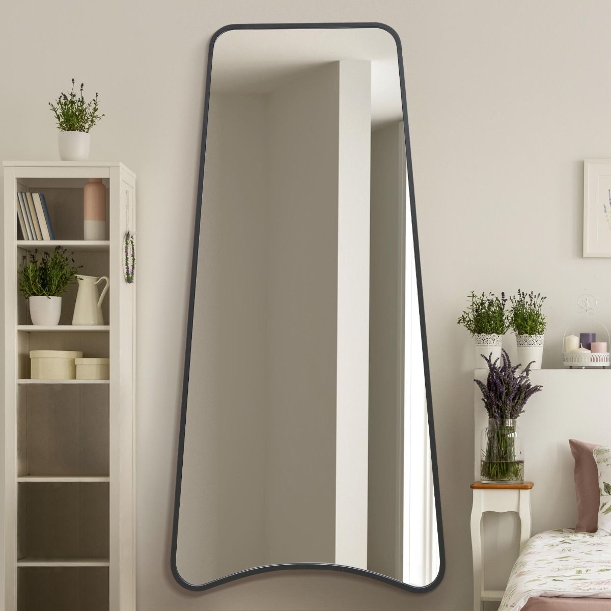 Aria - New Black Metal Isoscelles Trapezoid Shape Framed Wall Mirror w ...